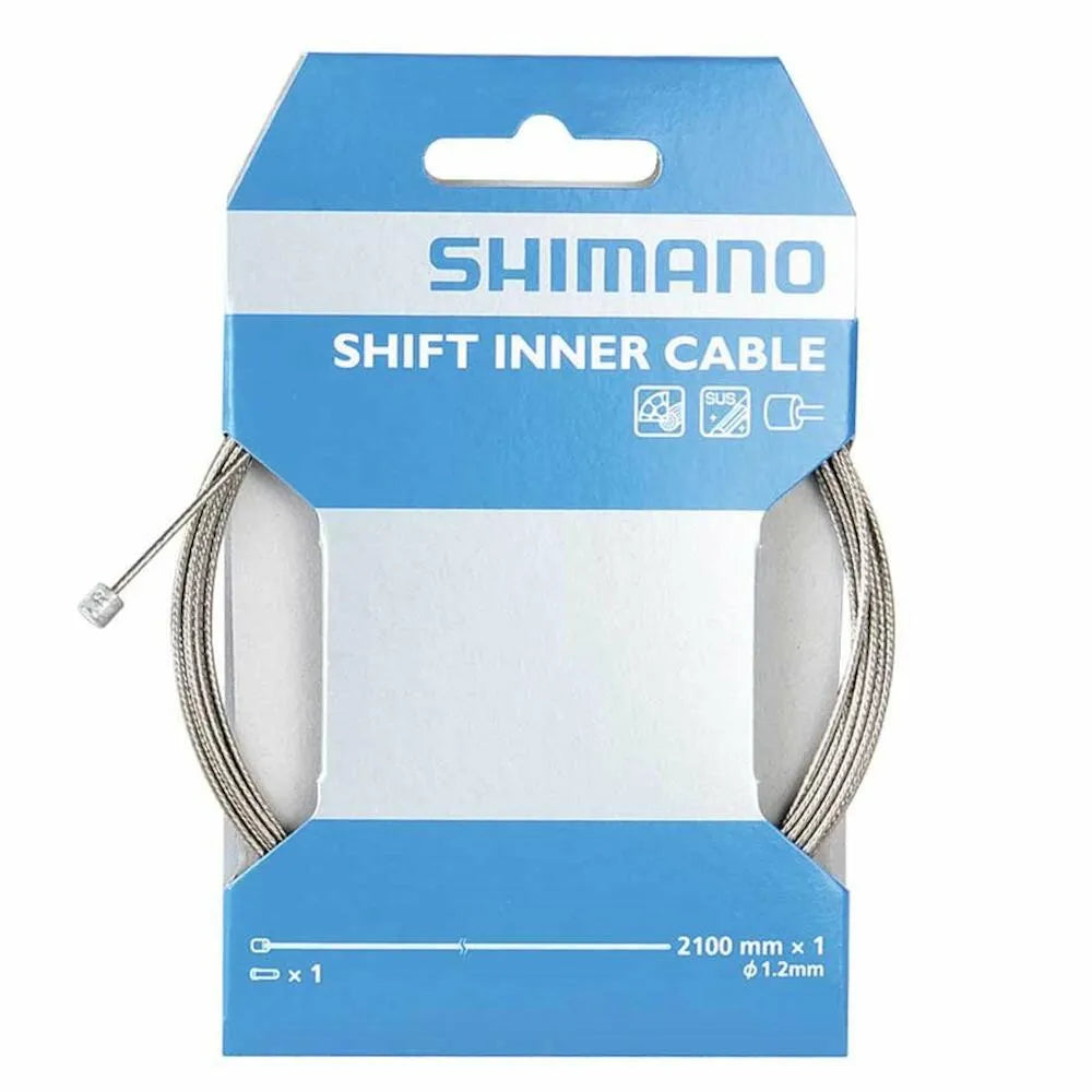 Shimano Shift Cable w/ Crimp Stainless 1.2mm x 2100mm - Kinetik Cycles